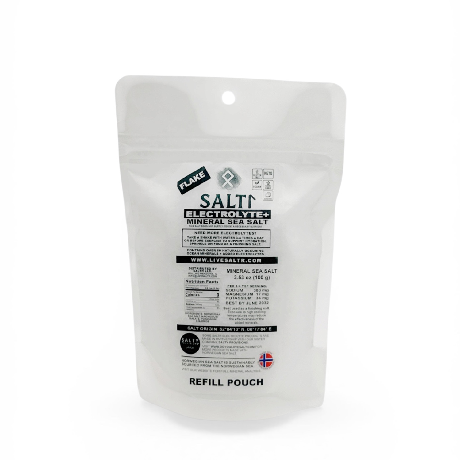 ELECTROLYTE+ Norwegian Flake Sea Salt – LIVESALTR