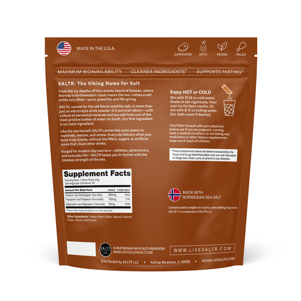 Salted Caramel Coffee Electrolyte Packets – LIVESALTR